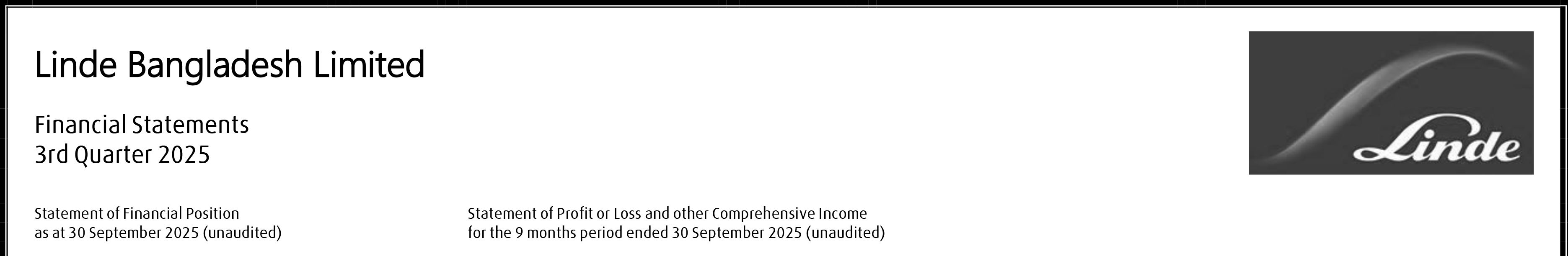 Financial Statements 3rd Quarter 2025 Of Linde Bangladesh Limited ...
